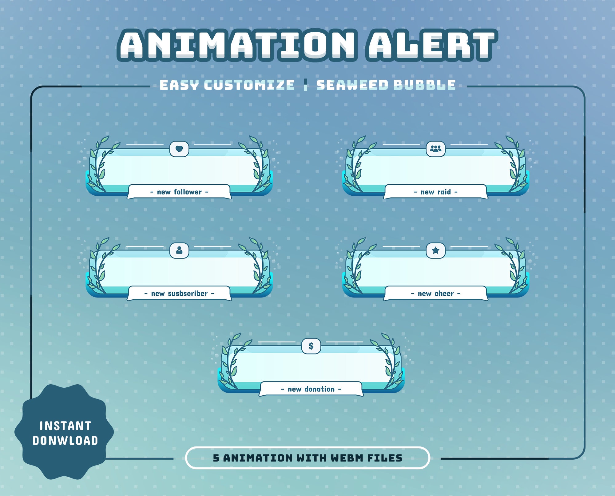 Seaweed Bubble Animated Stream Alert Package (webm) - Etsy