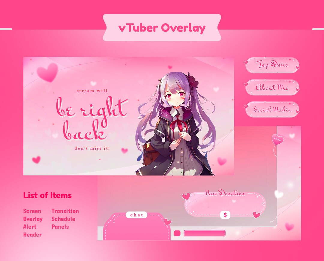 Beautiful Vtuber Animated Stream Package/stream Overlay/panels/vtuber ...