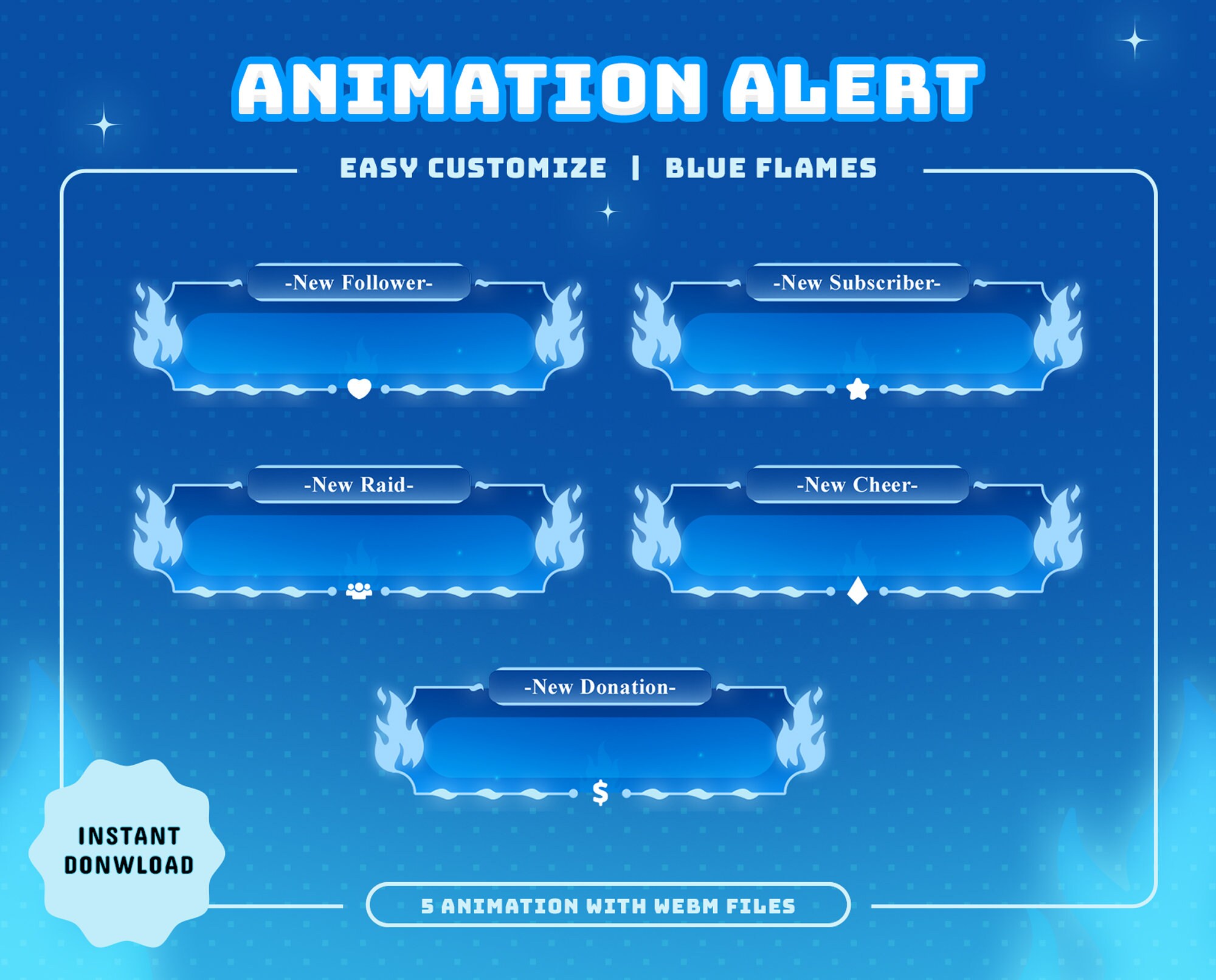 Blue Flames Animated Alert Package/stream - Etsy