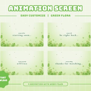 Green Flora Animated Stream Package/transition/stream Overlay/panels ...