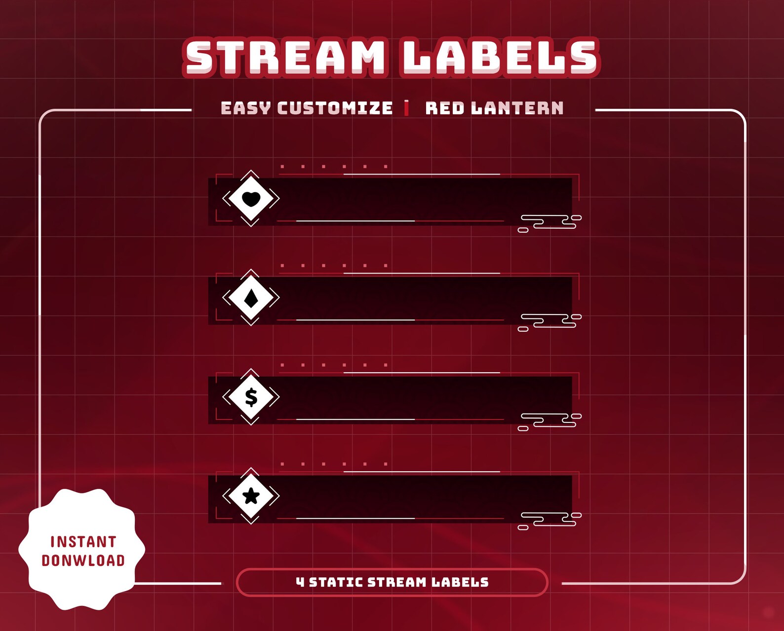 Red Lantern Animated Stream Package/stream Overlay/chinese Theme/simple ...