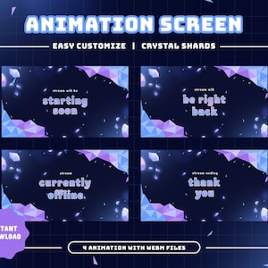 Crystal Shards Animated Stream Screen/transition/stream Overlay/panels ...