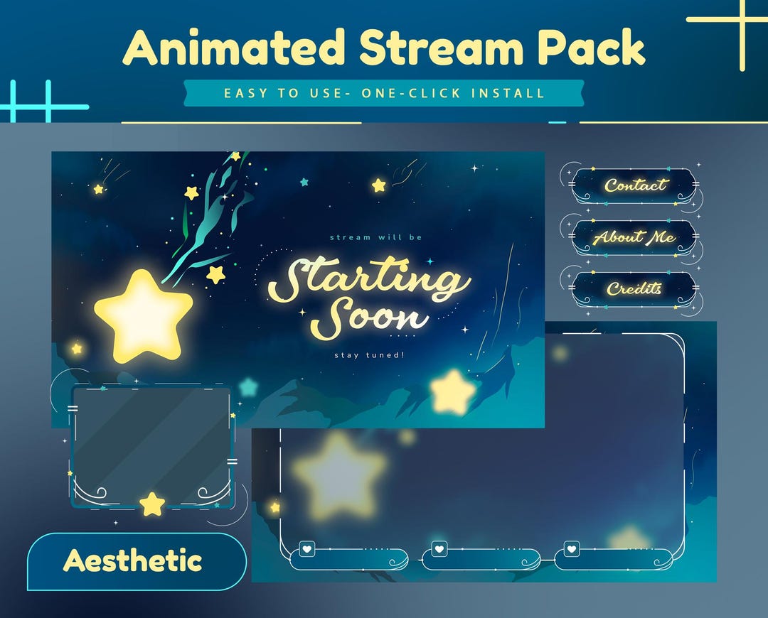 Sapphire Starfall Animated Stream Package/overlay Cute/twitch Bundle ...