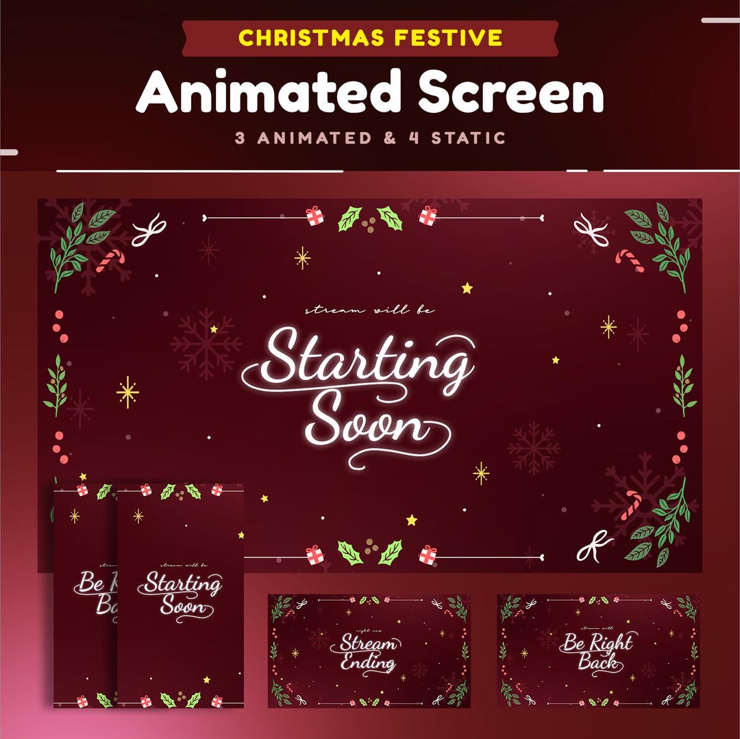 Christmas Festive Animated Stream Screen Package for Twitch/new Year ...