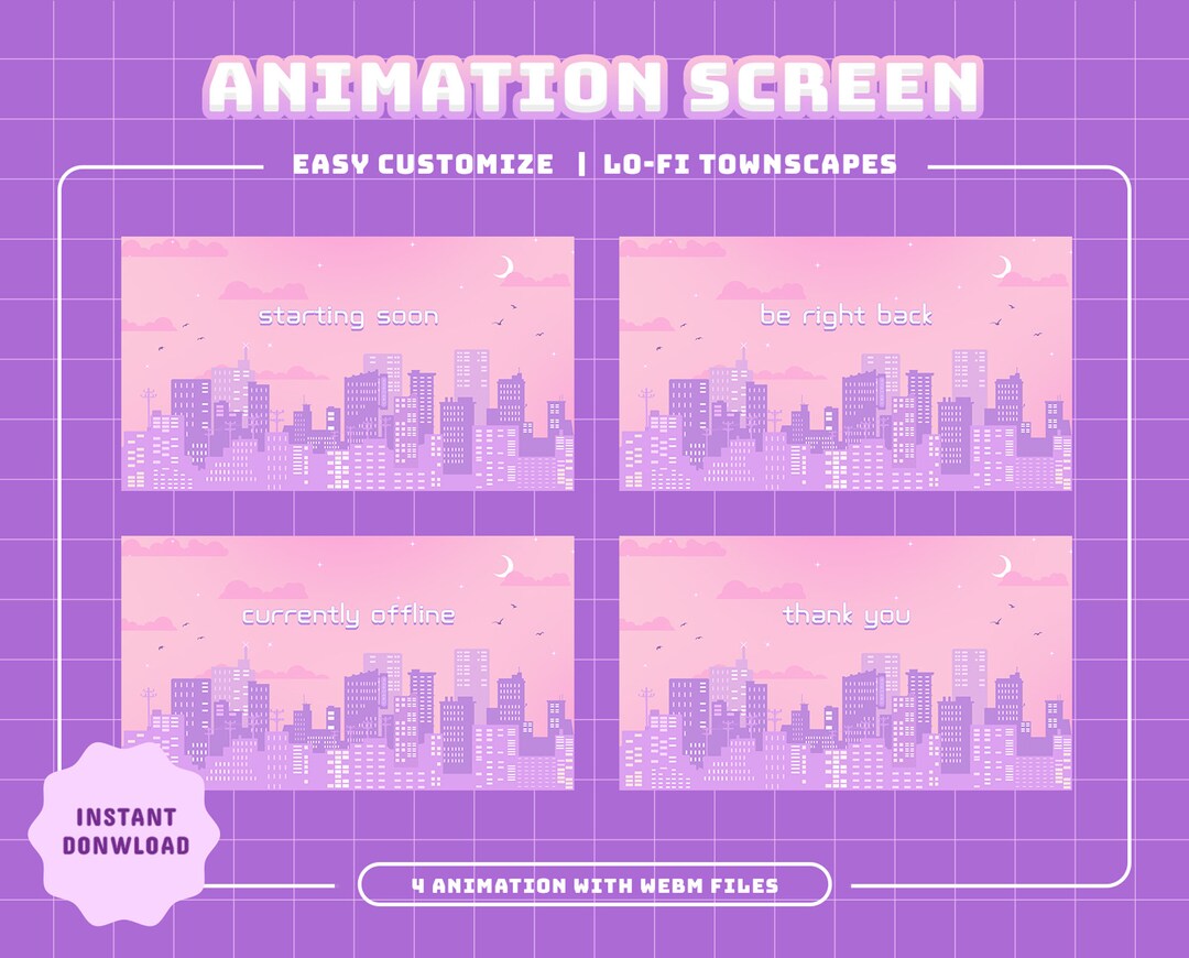 Lo-fi Townscapes Animated Stream Screen/transition/stream Overlay ...