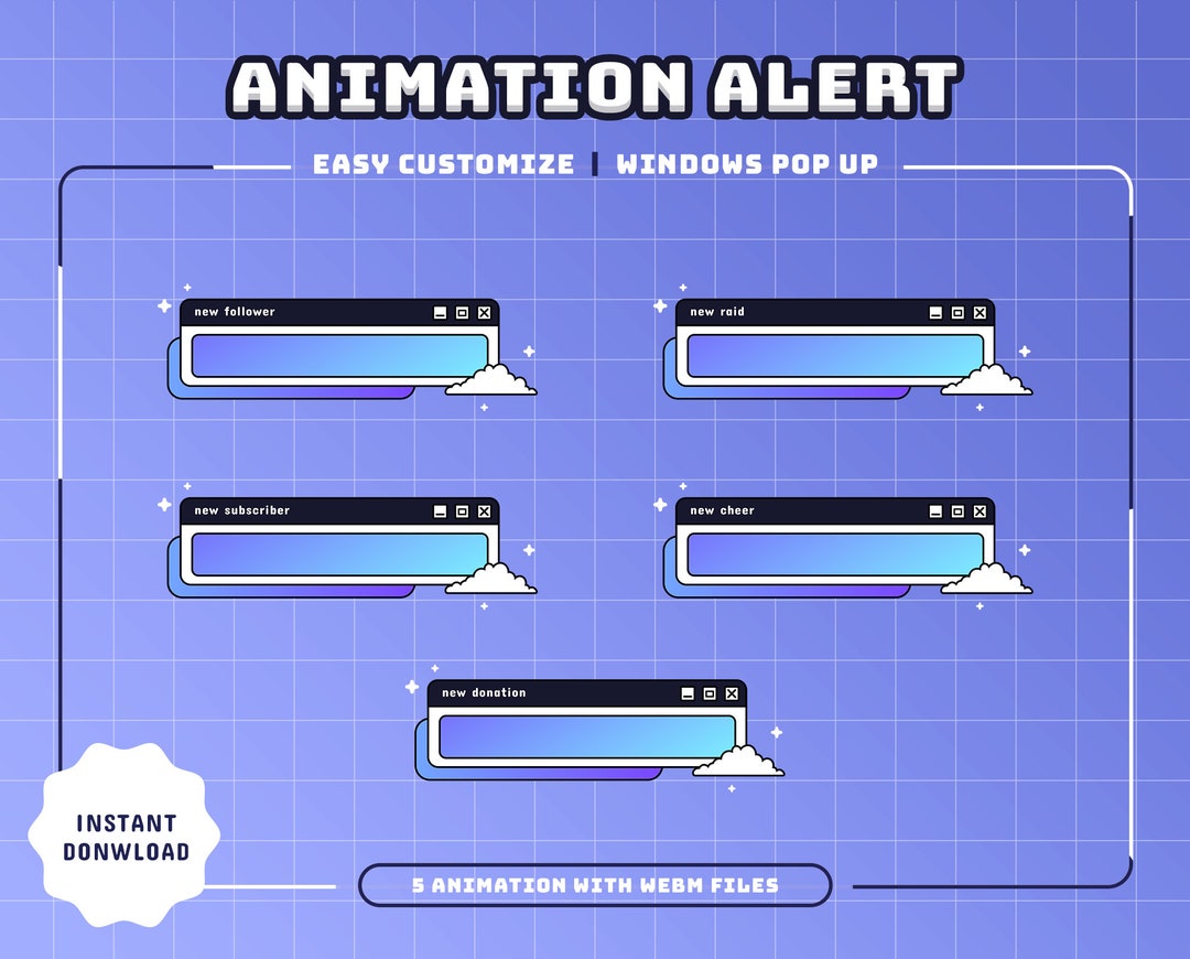 Windows Pop-up Animated Stream Alerts/transition/stream Overlay/panels ...