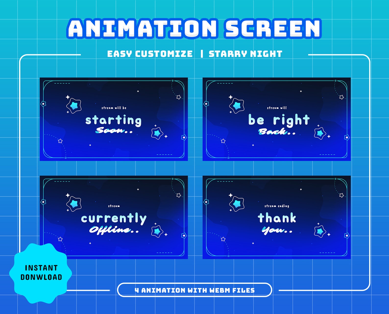 Starry Night Animated Stream Package/transition/stream - Etsy