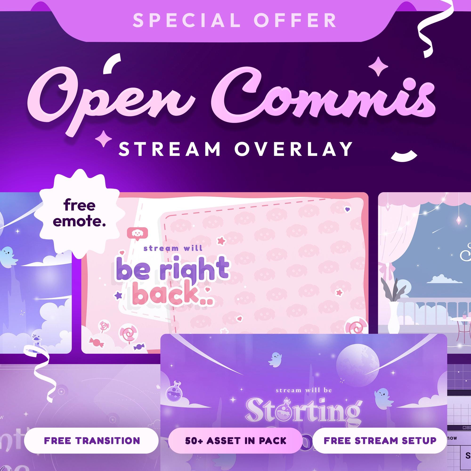 Custom Kawaii Stream Overlay Package | Animated Vtuber Assets for ...