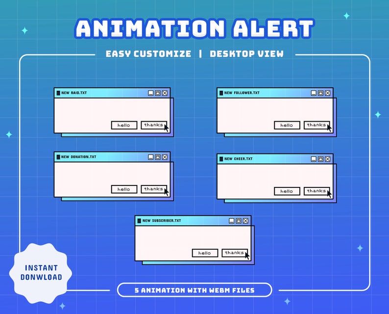 Desktop View Pop-up Animated Alert Package/stream - Etsy