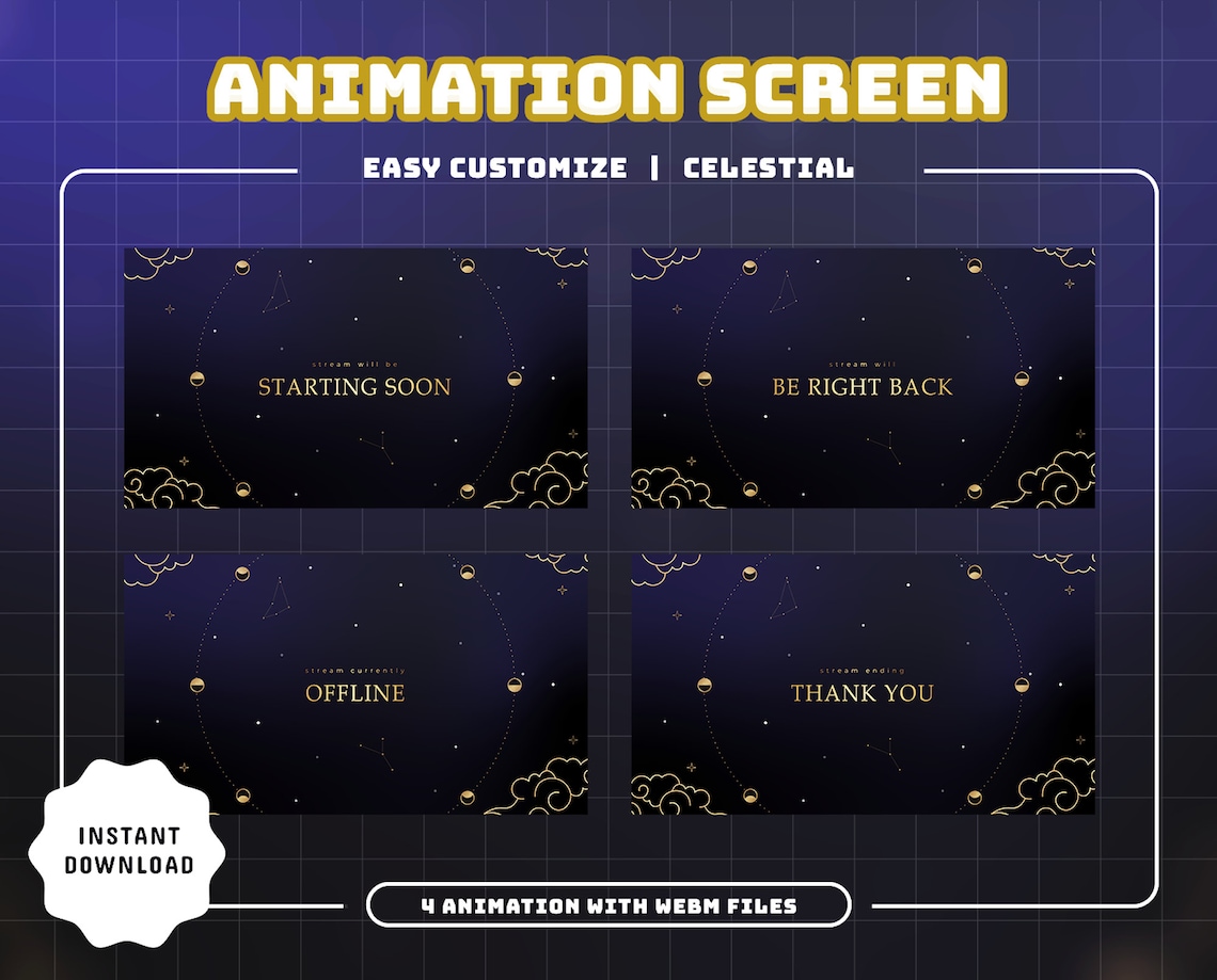 Celestial Animated Stream Package/dark Blue Theme/twitch - Etsy