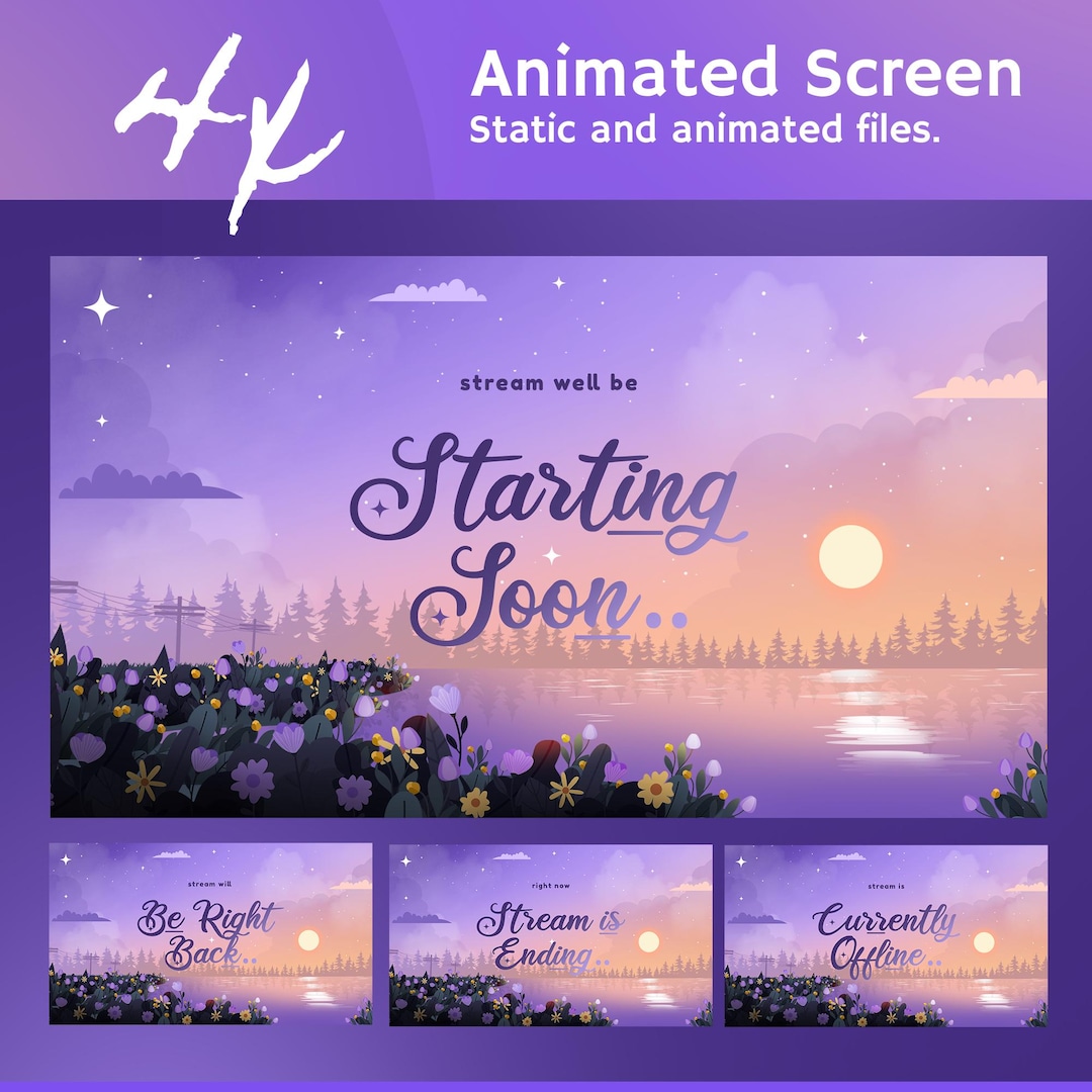 Animated Ethereal Evening Stream Screens: Soft Purple Sunset Aesthetic ...