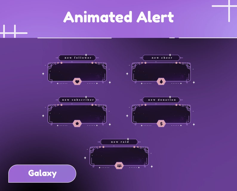 Animated Stellar Sphare Stream Pack: Dark Purple Galaxy for Twitch and ...