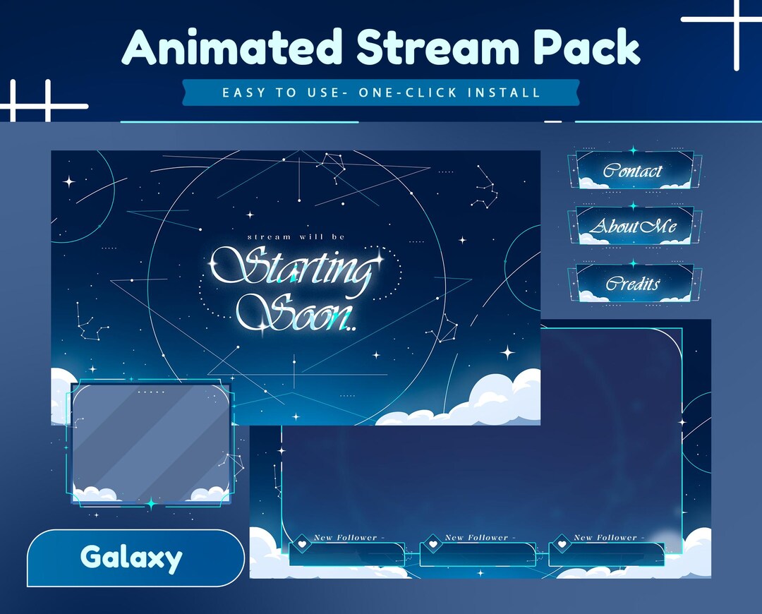 Skyline Synchrony Animated Stream Package/blue and White Color ...