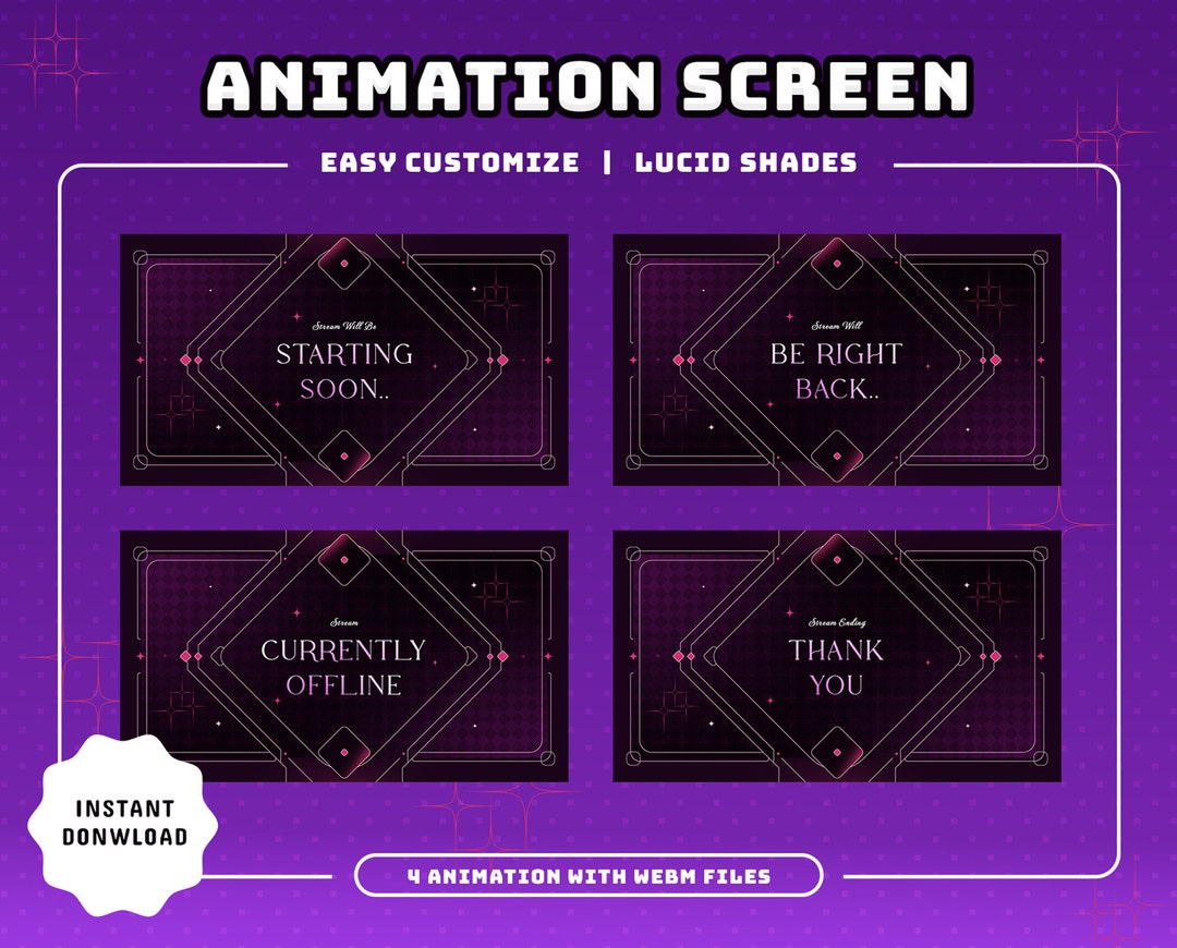 Lucid Shades Animated Screen Package/stream Overlay/simple/dark Purple ...