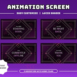 Lucid Shades Animated Screen Package/stream Overlay/simple/dark Purple ...