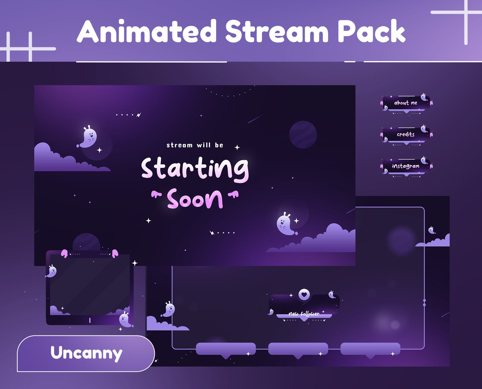 Eerie Night Animated Stream Package-stream Overlay/panels/horror/cute ...