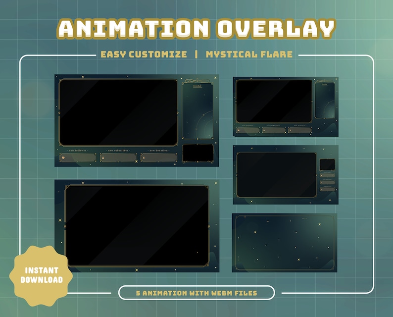 Mystical Animated Stream Overlay Pack | Kawaii Vtuber Twitch, Youtube ...
