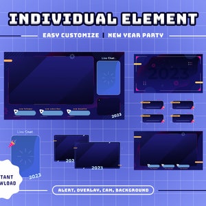 New Year Party Animated Stream Package/transition/stream Overlay/panels ...
