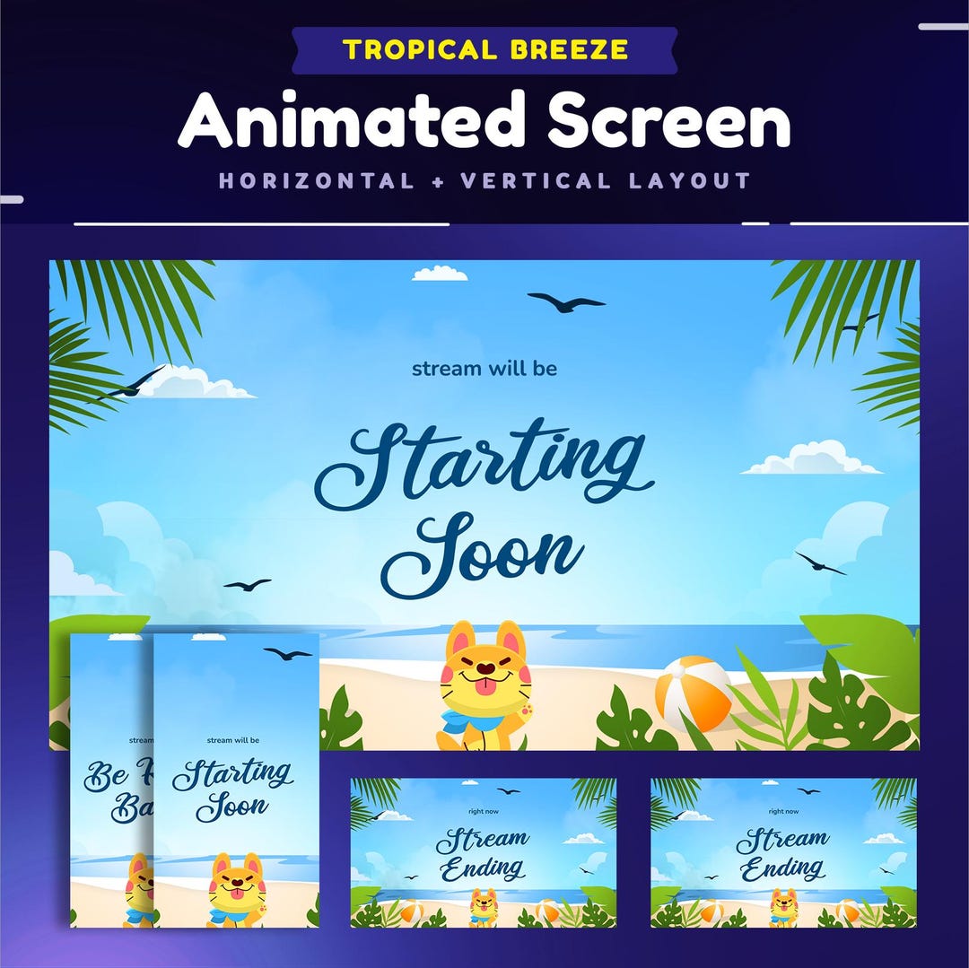 Tropical Stream Screens: Animated Summer Beach Overlay (digital ...