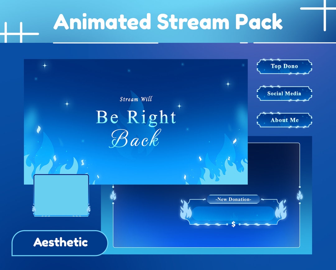 Blue Flames Animated Stream Package/stream Overlay/transition/panel ...
