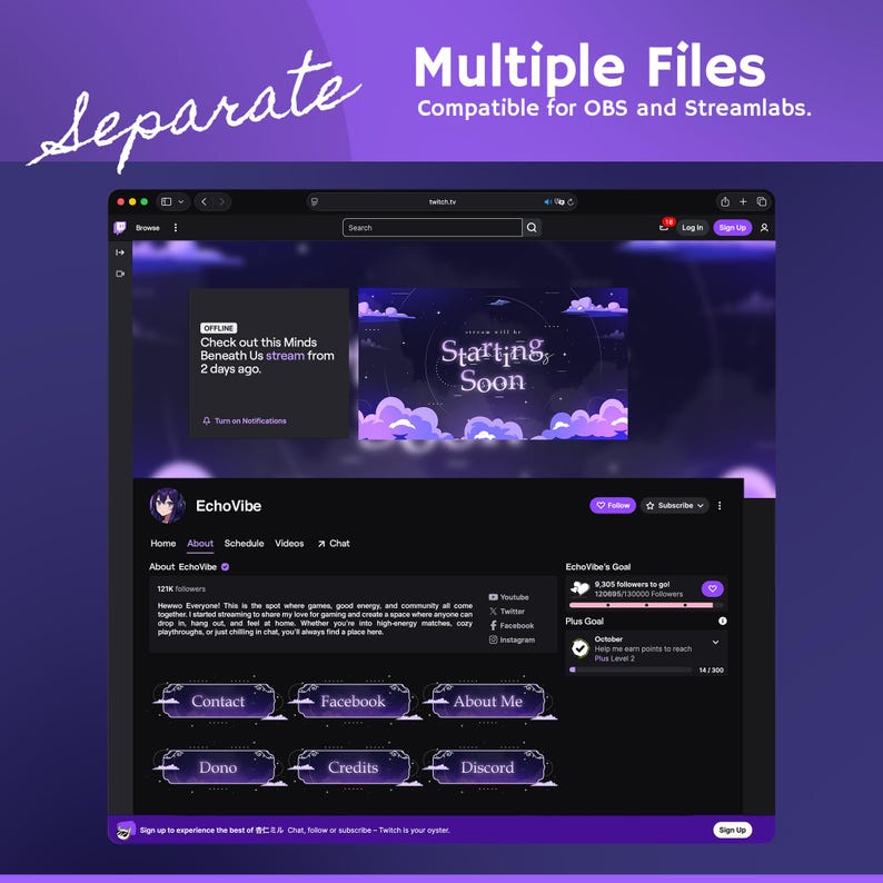 Animated Dusky Fogplum Stream Pack: Aesthetic Clouds Design for Tiktok ...