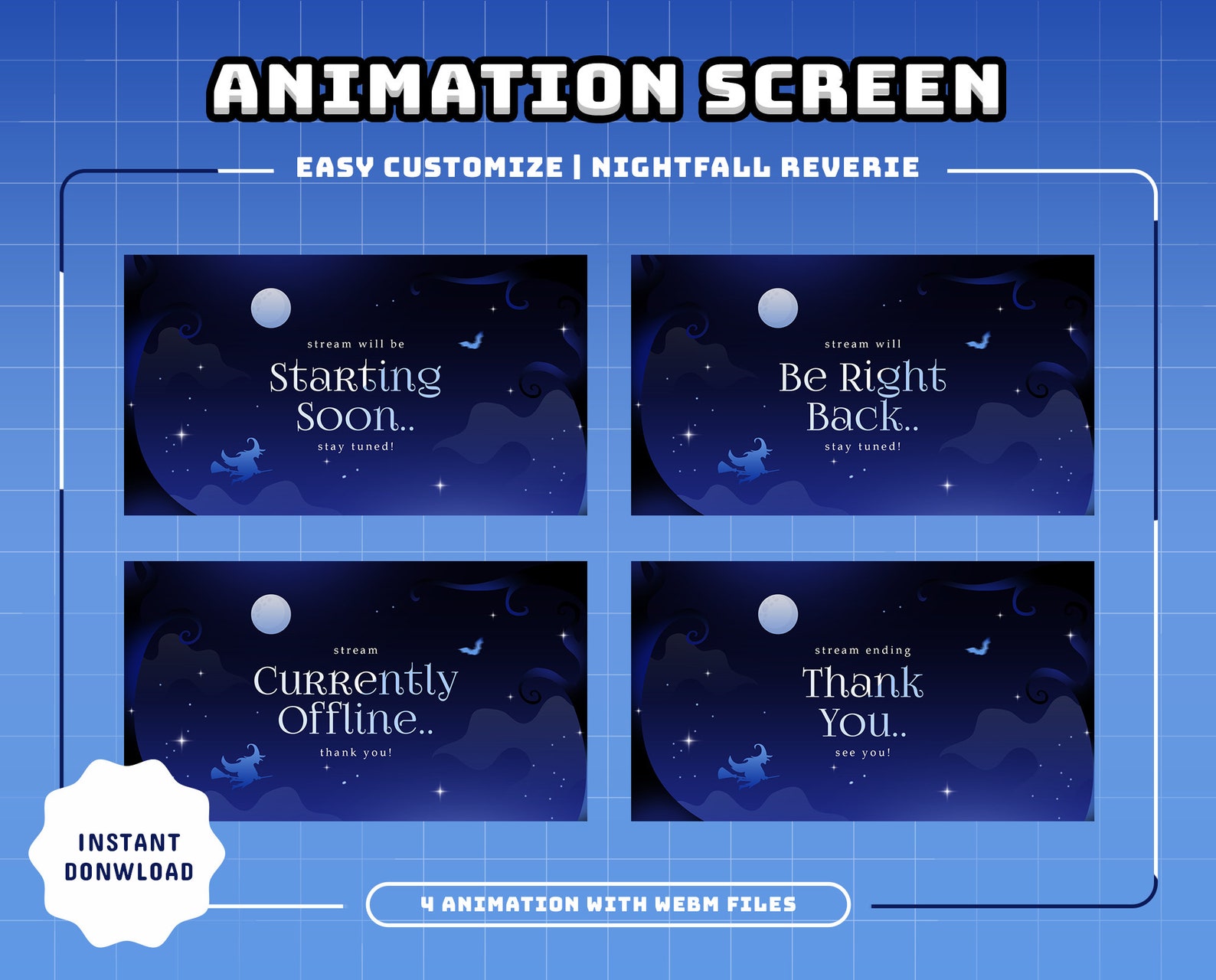 Nightfall Reverie Animated Stream Package/transition/stream Overlay ...