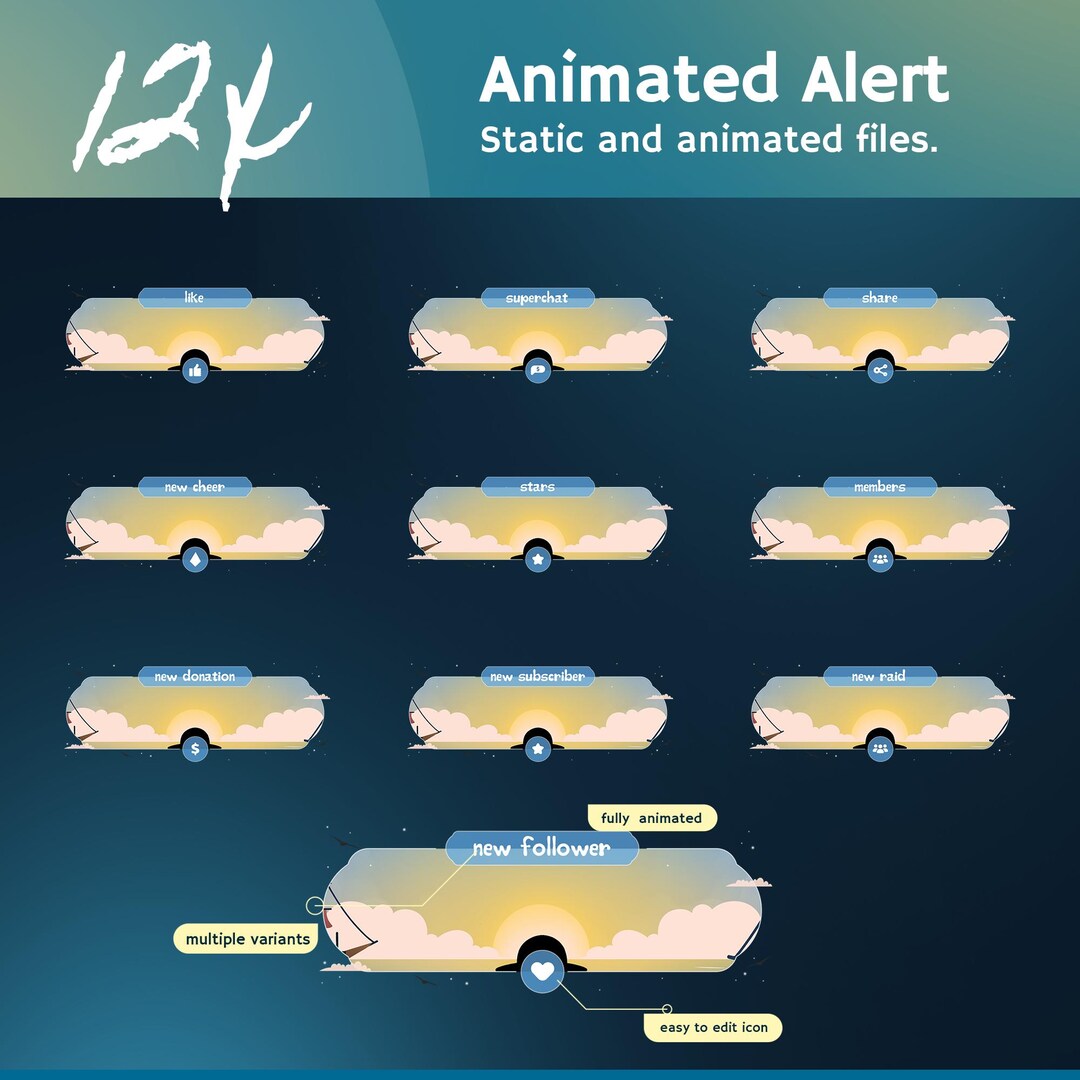Animated Adventure Horizon Stream Alerts: Cozy Sunset Anime for Twitch ...