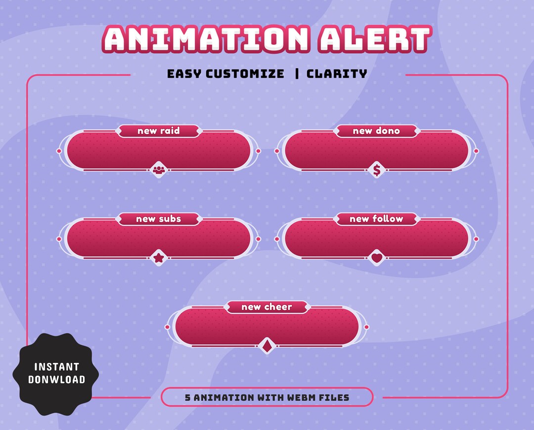 Clarity Animated Alert Package/stream Overlay/red and White/calm Theme ...