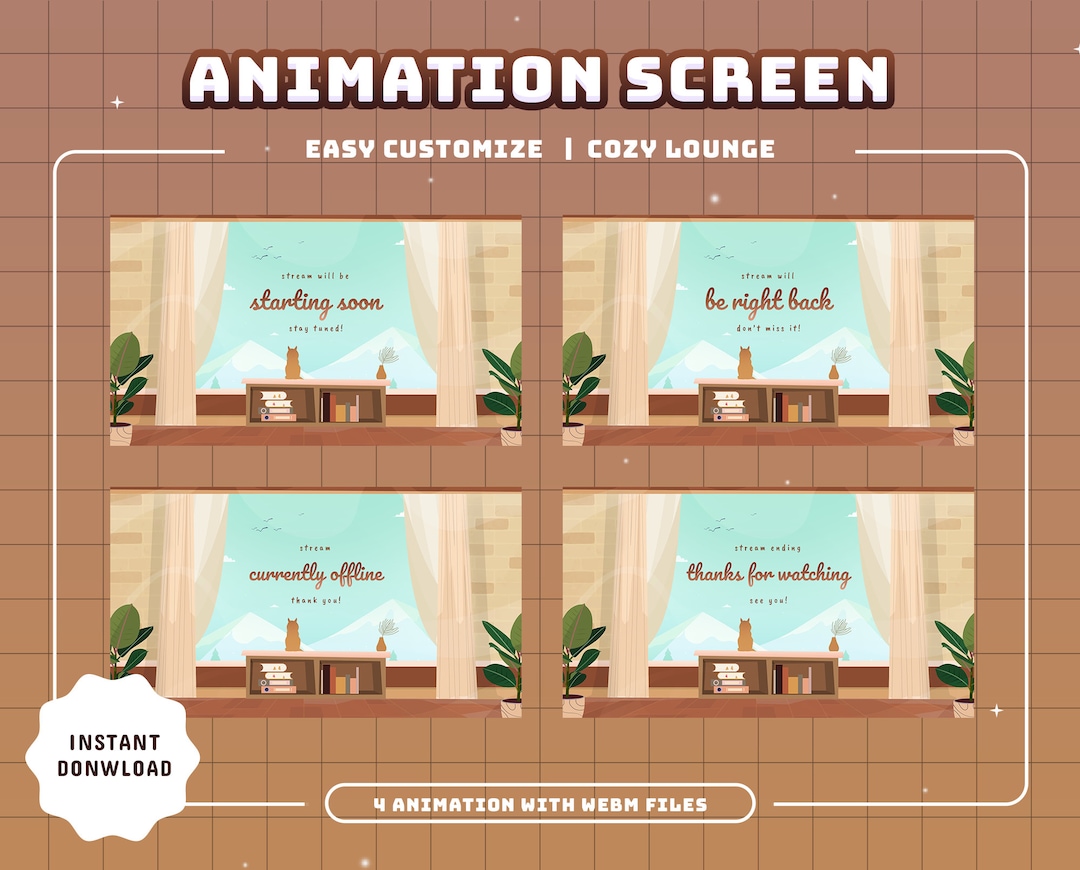 Cozy Lounge Animated Stream Screens/transition/stream Overlay/panels ...