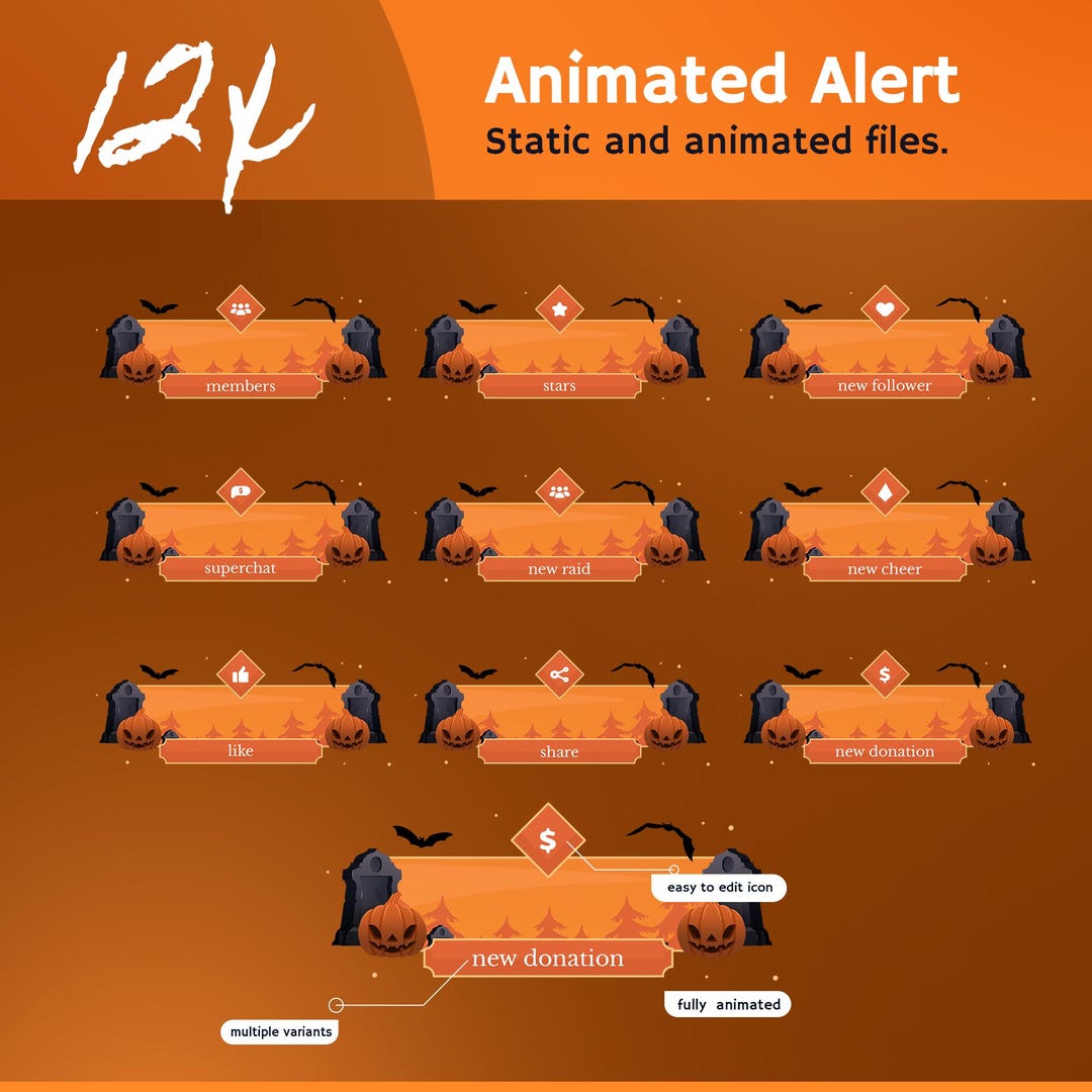 Animated Halloween Spooky Stream Alerts: Horror Orange and Black Theme ...