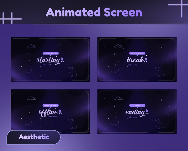 Kawaii Bunny Animated Twitch Overlay Pack | Astro Theme, Vtuber Alerts ...