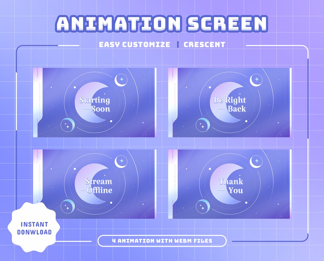Crescent Animated Stream Screen/transition/stream Overlay/panels/calm ...