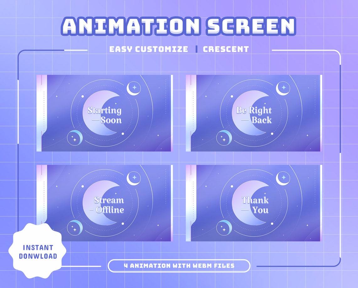 Crescent Animated Stream Screen/transition/stream - Etsy