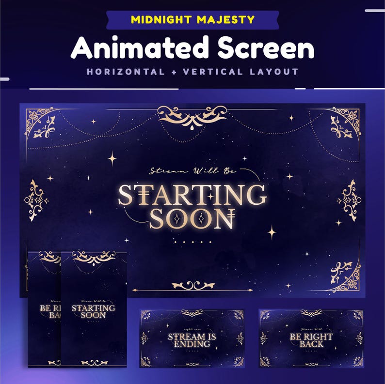 Midnight Majesty Animated Stream Screen/streaming Overlay/luxurious ...