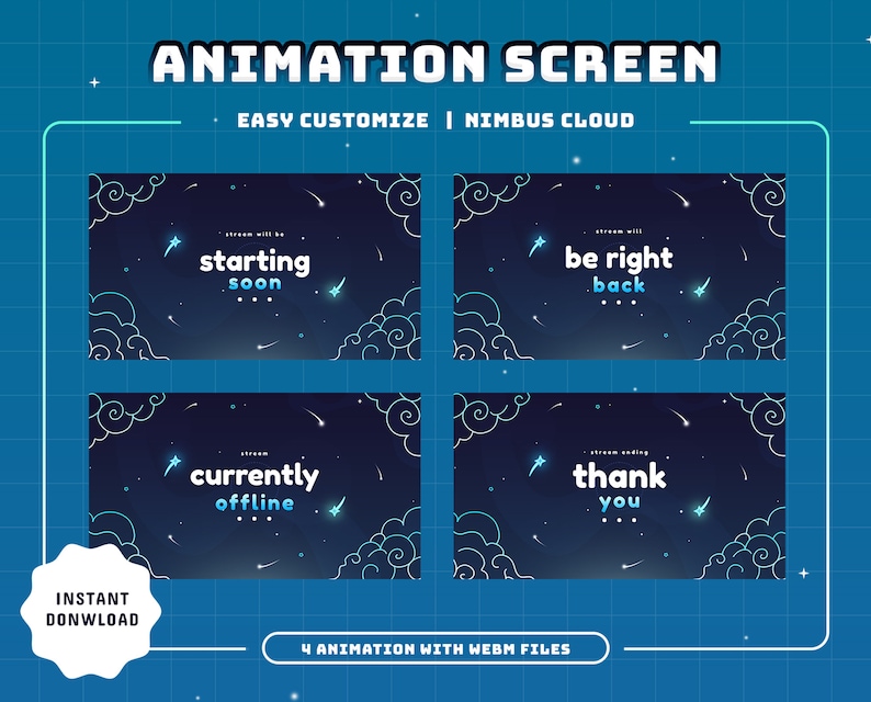 Nimbus Cloud Animated Stream Package/transition/stream Overlay/panels ...