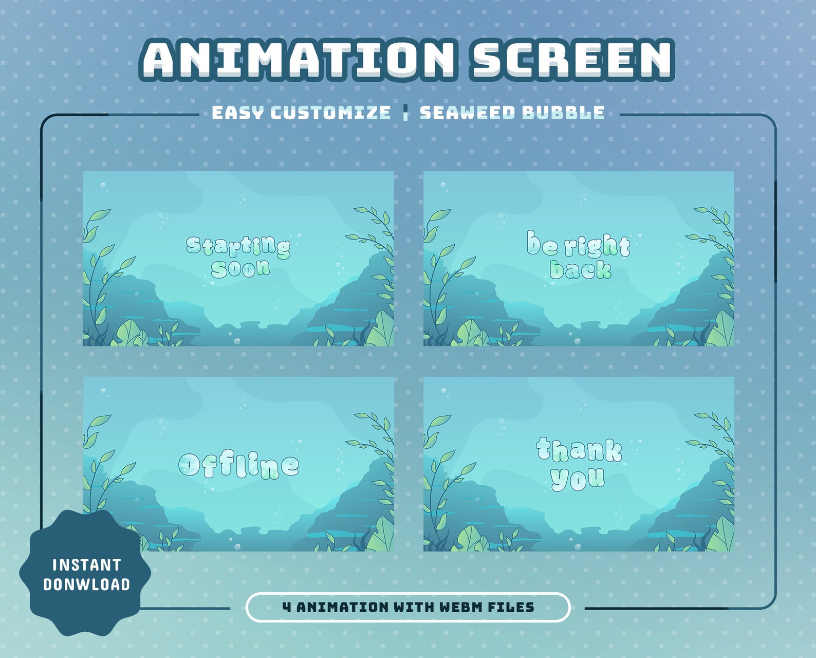 Seaweed Bubble Animated Screen Package/stream Overlay/stream - Etsy