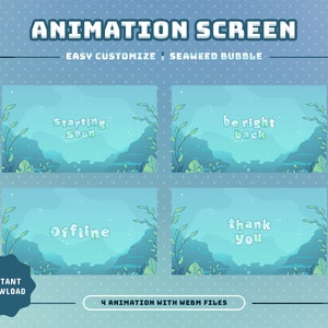 Seaweed Bubble Animated Screen Package/stream Overlay/stream Package ...