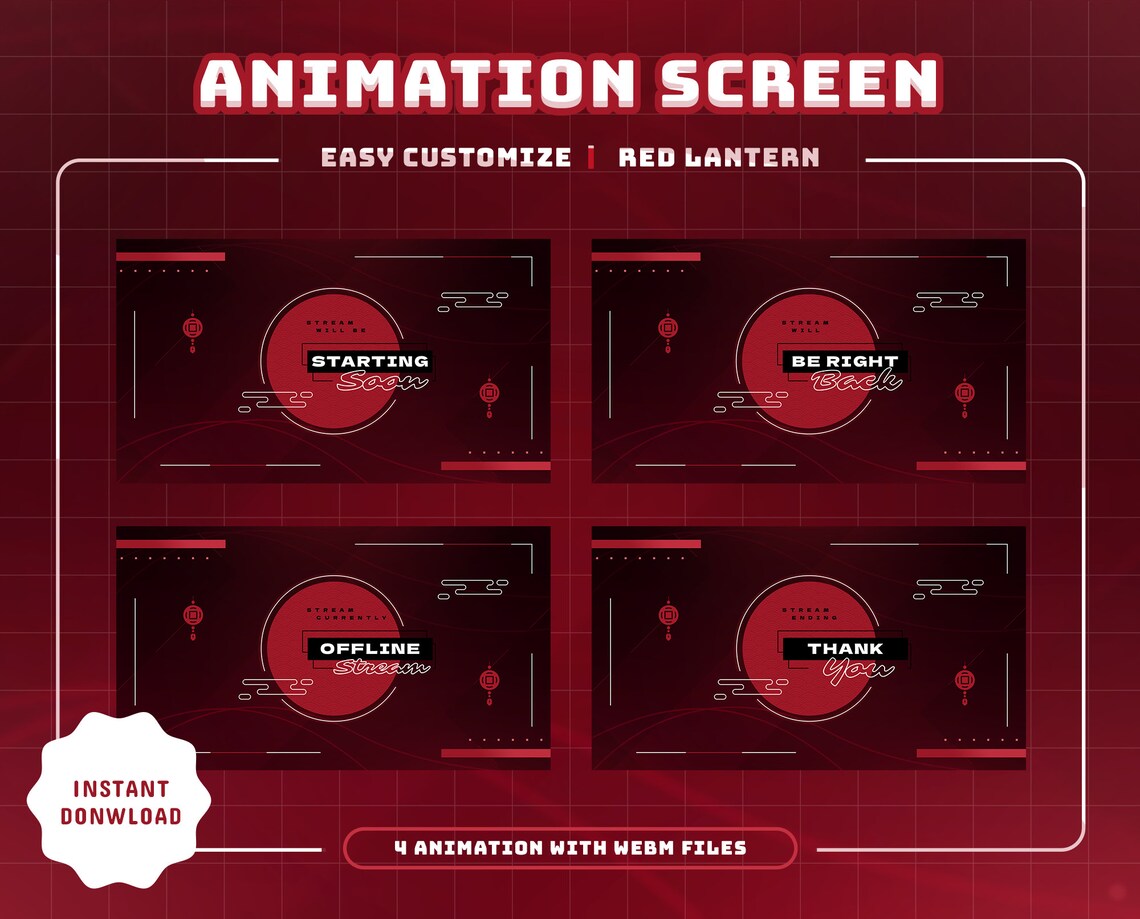 Red Lantern Animated Screen Package/stream Overlay/chinese - Etsy