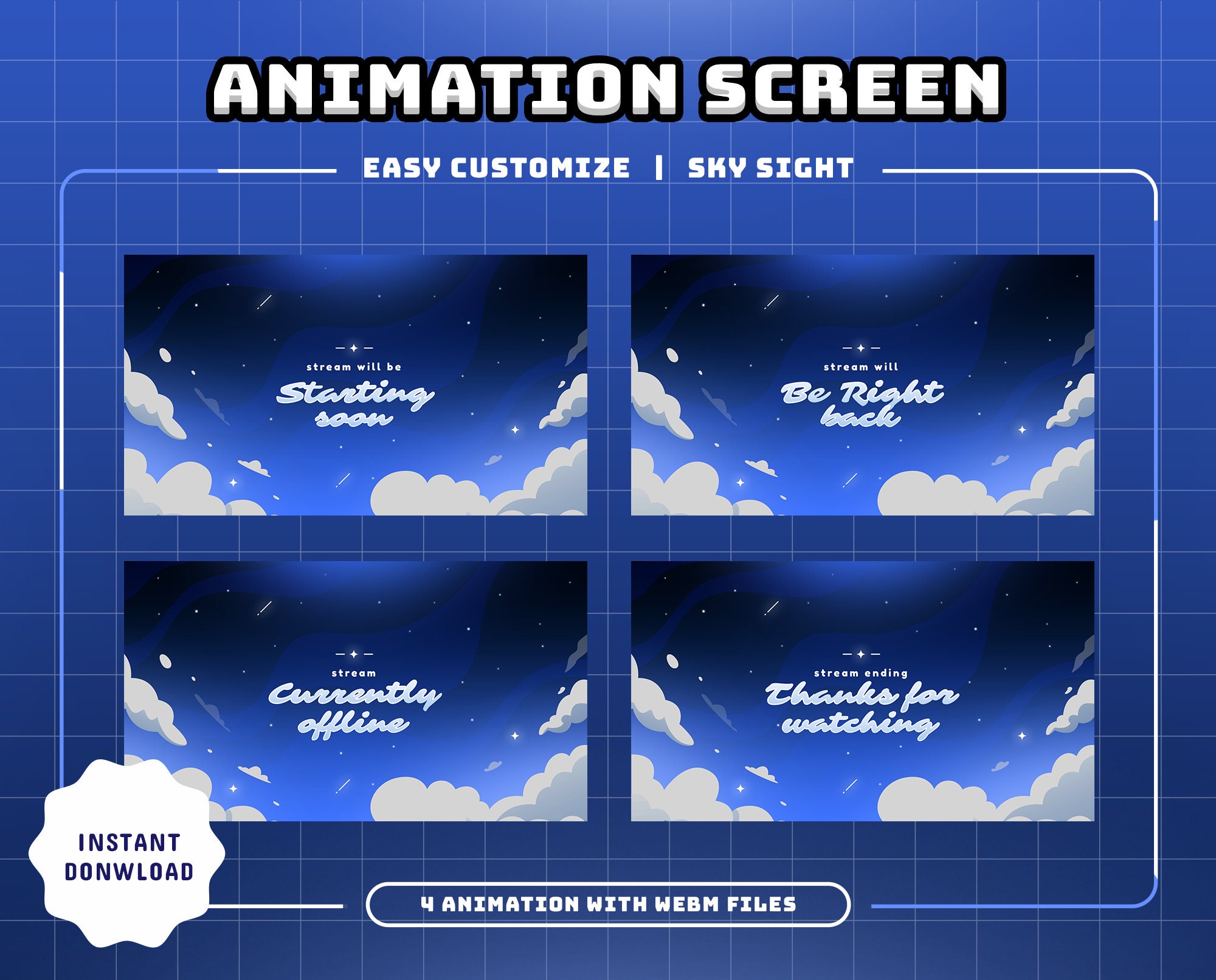 Sky Sight Animated Screen Package/dark Blue Theme/twitch - Etsy