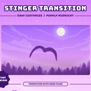 Purple Midnight Animated Stream Package/unique Overlay/cute Twitch ...