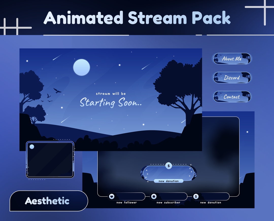 Night Field Animated Stream Package/transition/stream Overlay/panels ...