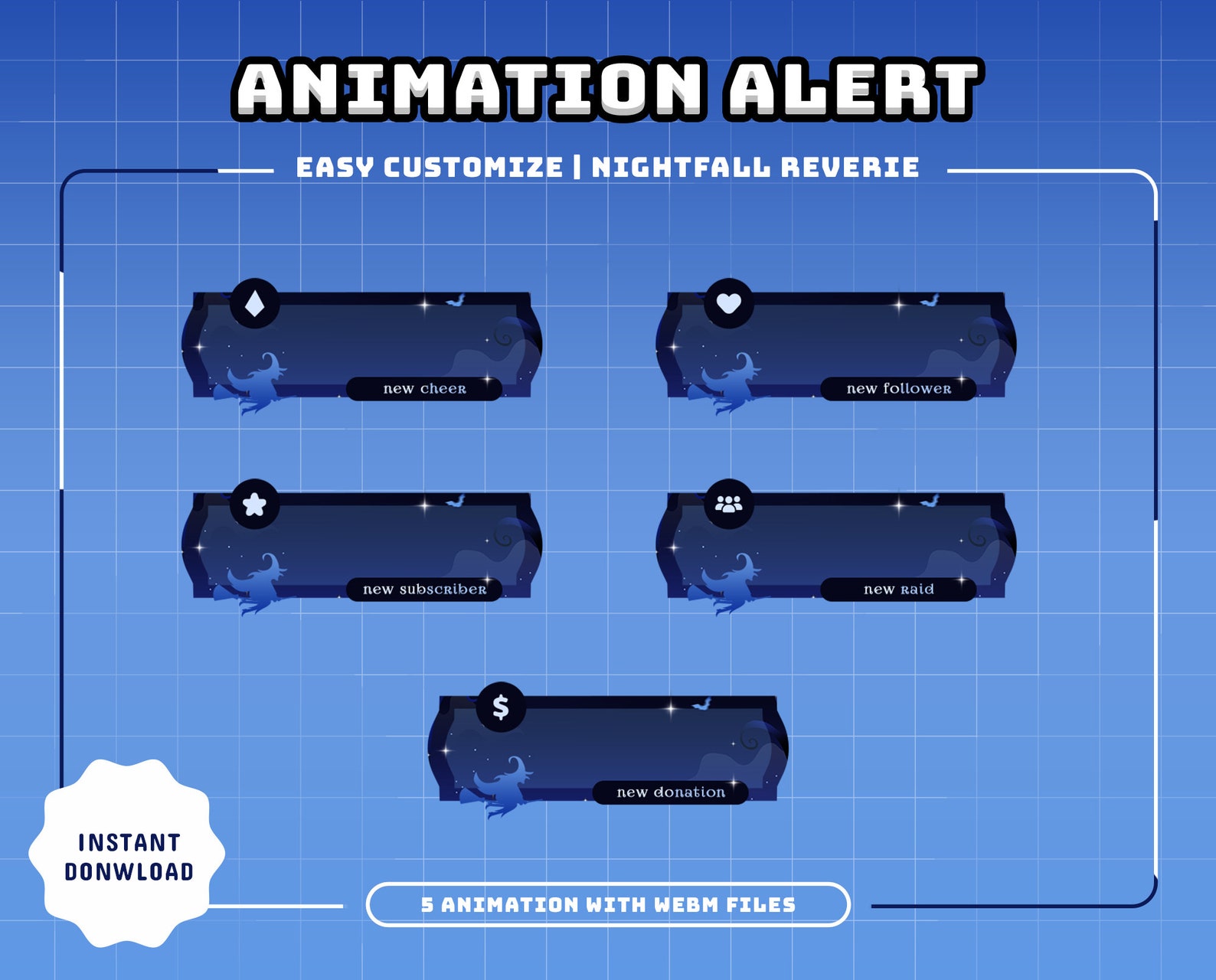 Nightfall Reverie Animated Stream Package/transition/stream Overlay ...