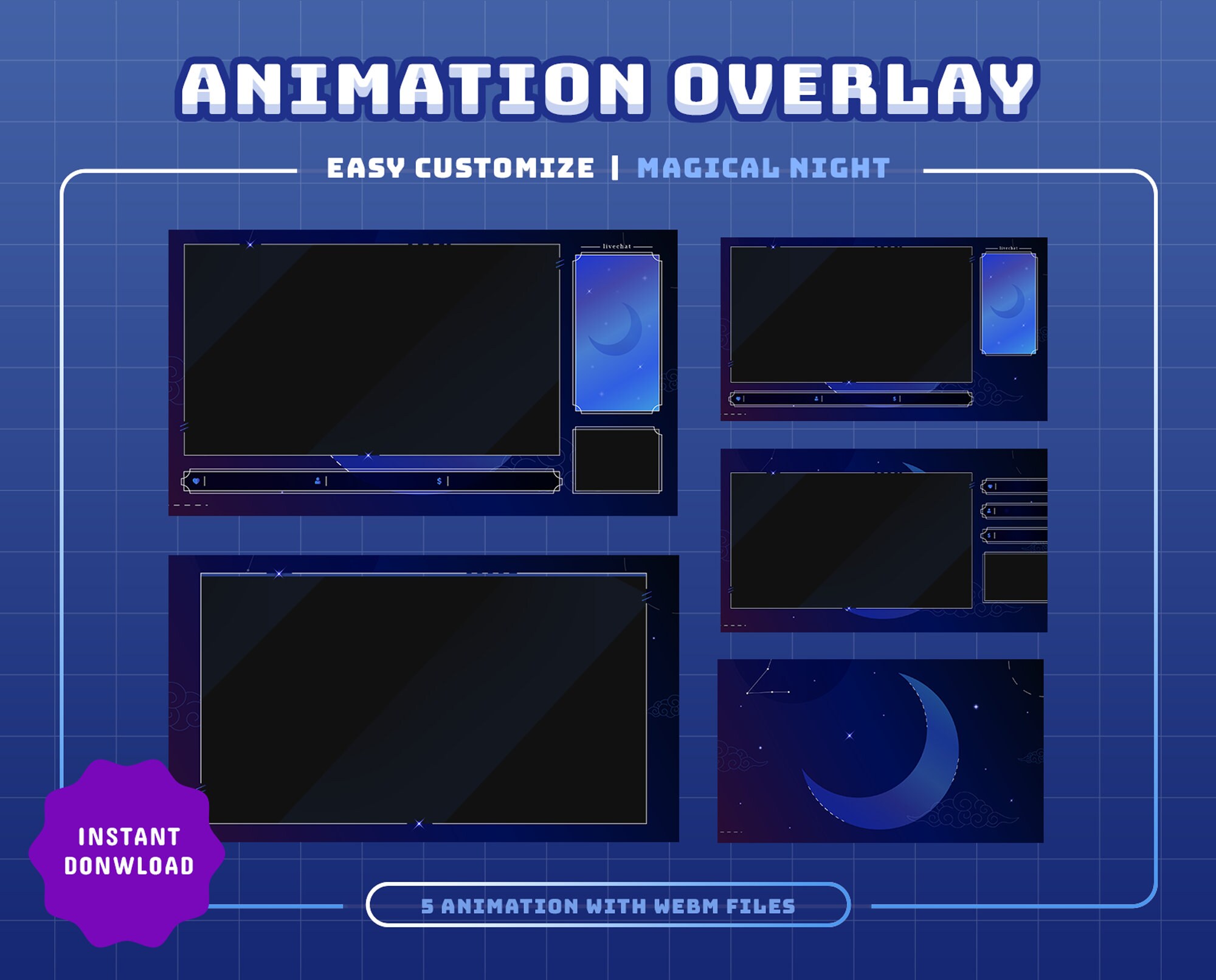 Magical Night Animated Stream Package/blue - Etsy
