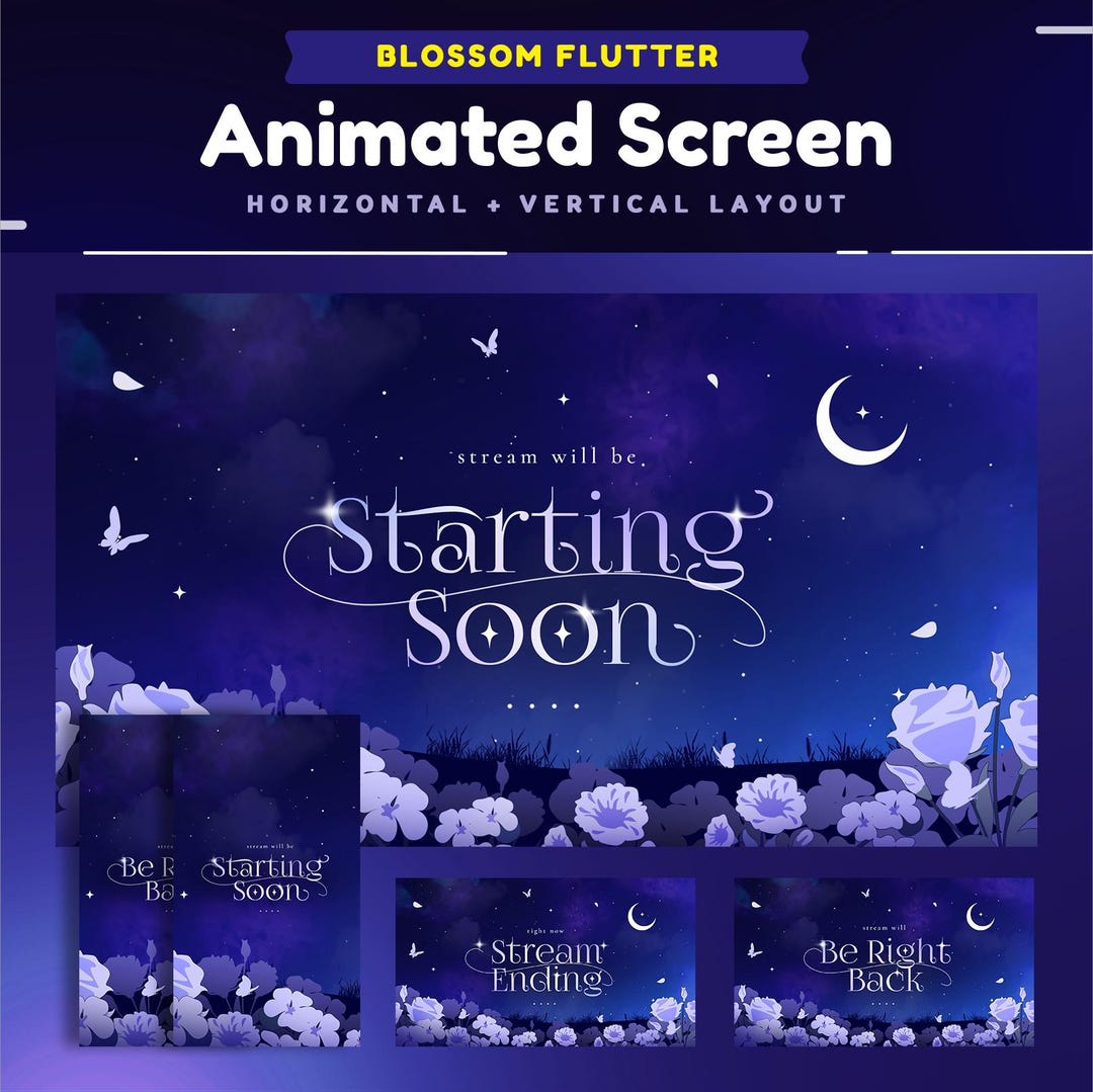 Blossom Flutter Animated Stream Screen Package (digital Download) - Etsy