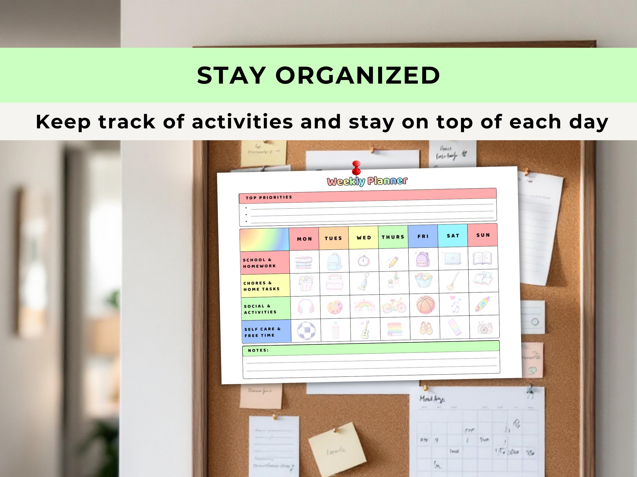 Weekly Planner for Tweens and Teens | Printable Editable Routine ...