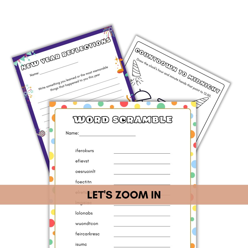 Kids New Years Eve Activity Nye Printable New Years Activity for Kids ...