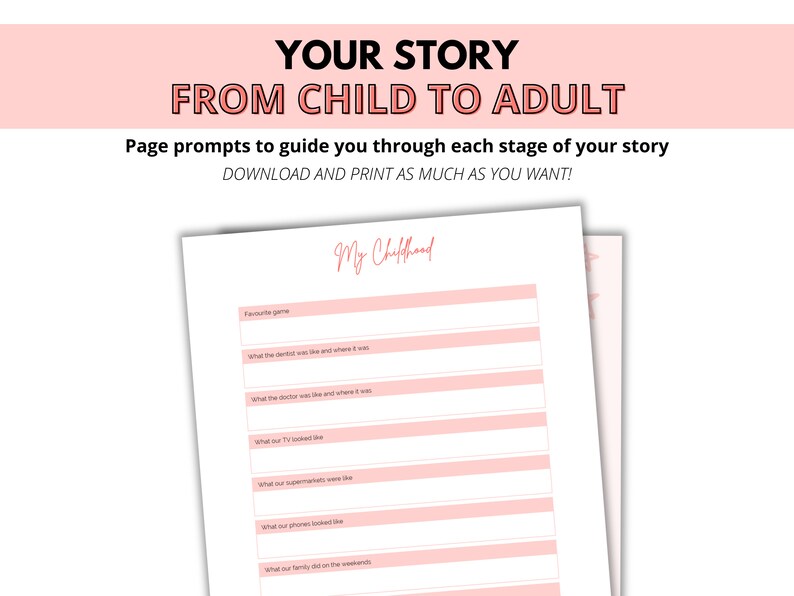 Parent's Story | Grandparent's Story | Printable PDF | Instant Download ...