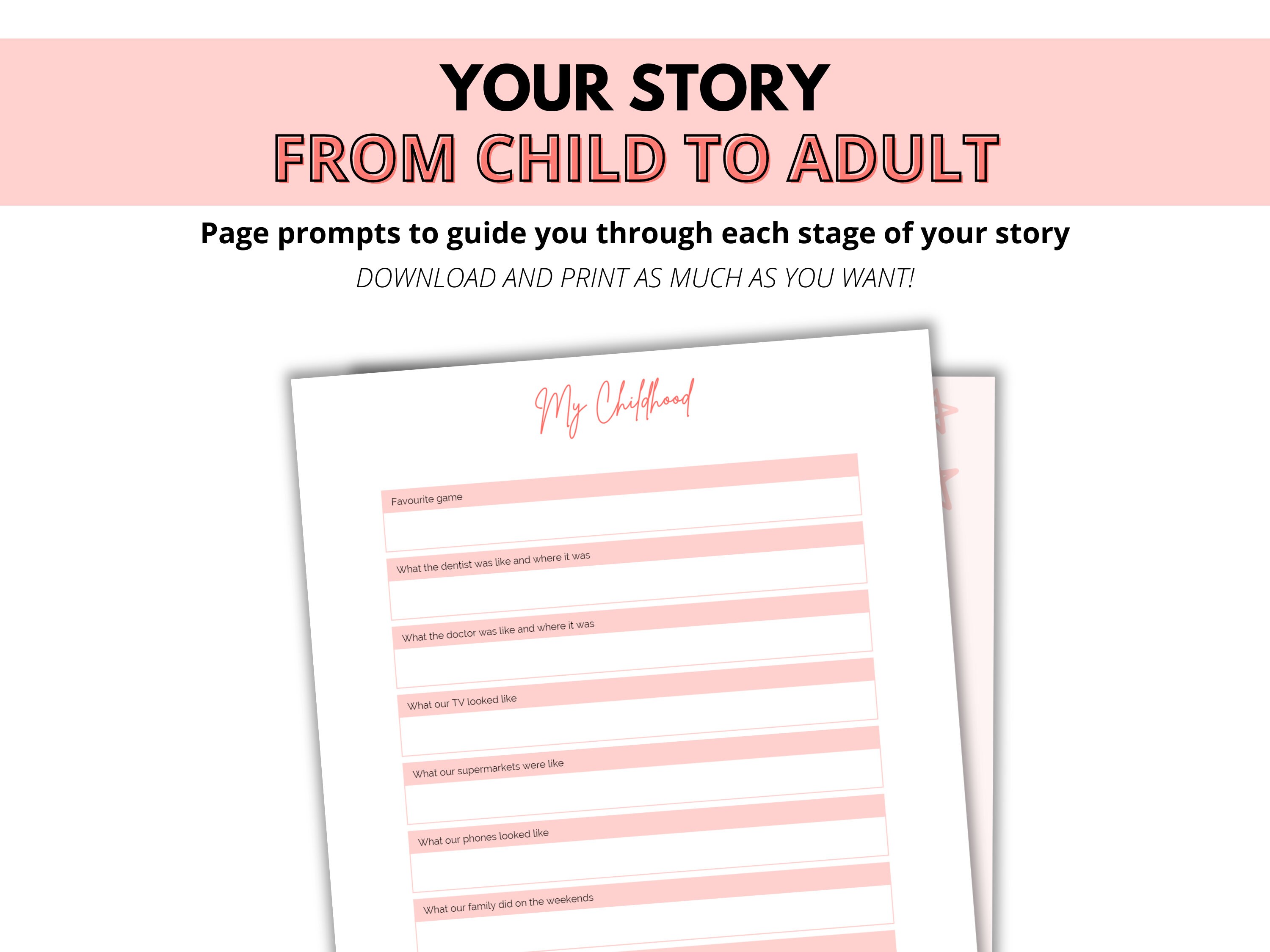 Parent's Story | Grandparent's Story | Printable PDF | Instant Download ...