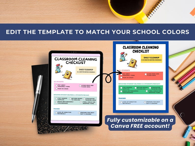 Classroom Cleaning Checklist - Printable Checklist for Teachers - Easy ...