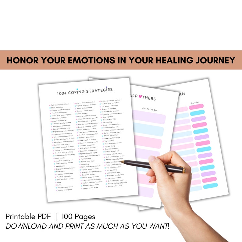 Grief Journal | Printable Template | Sympathy Gift | Stages of Grief ...